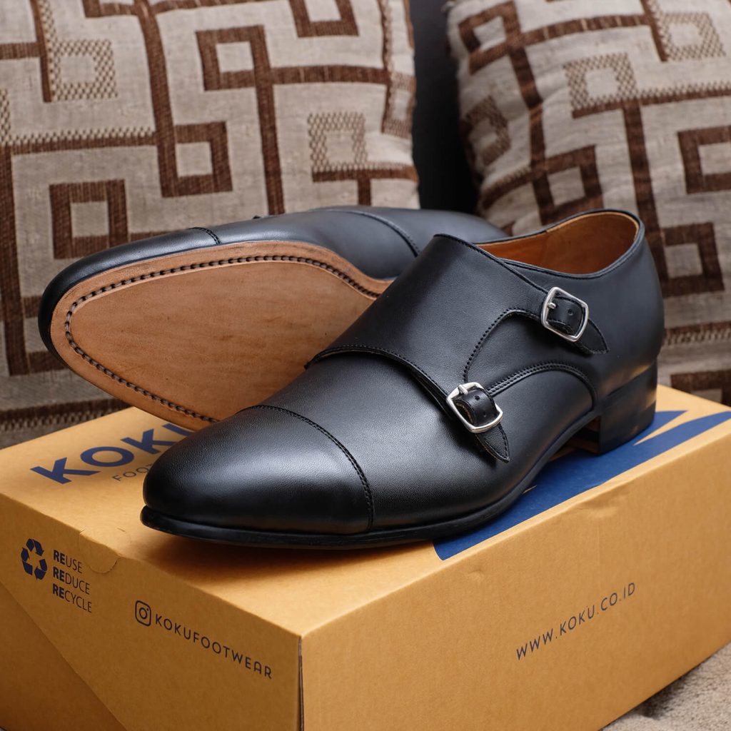 Edward Classic Black | Cap Toe Double Monk Strap – Koku Footwear